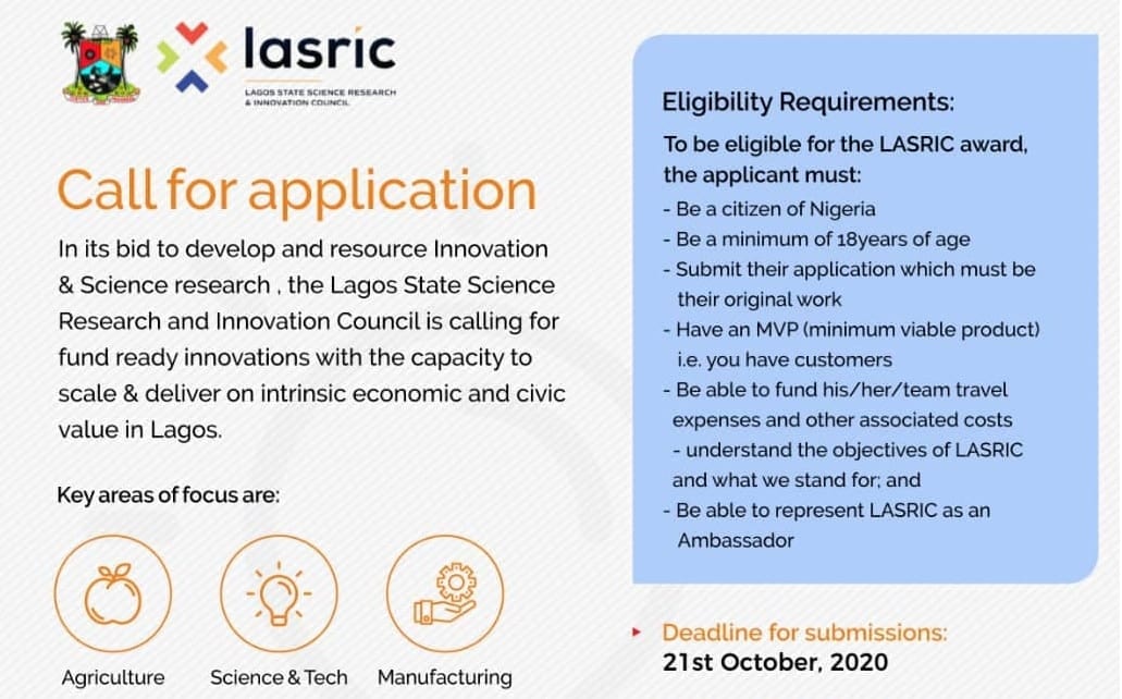 Lagos State Science Research And Innovation Council Call For ...