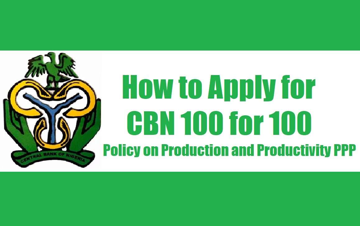 How To Apply For CBN 100 For 100 Policy On Production And Productivity ...